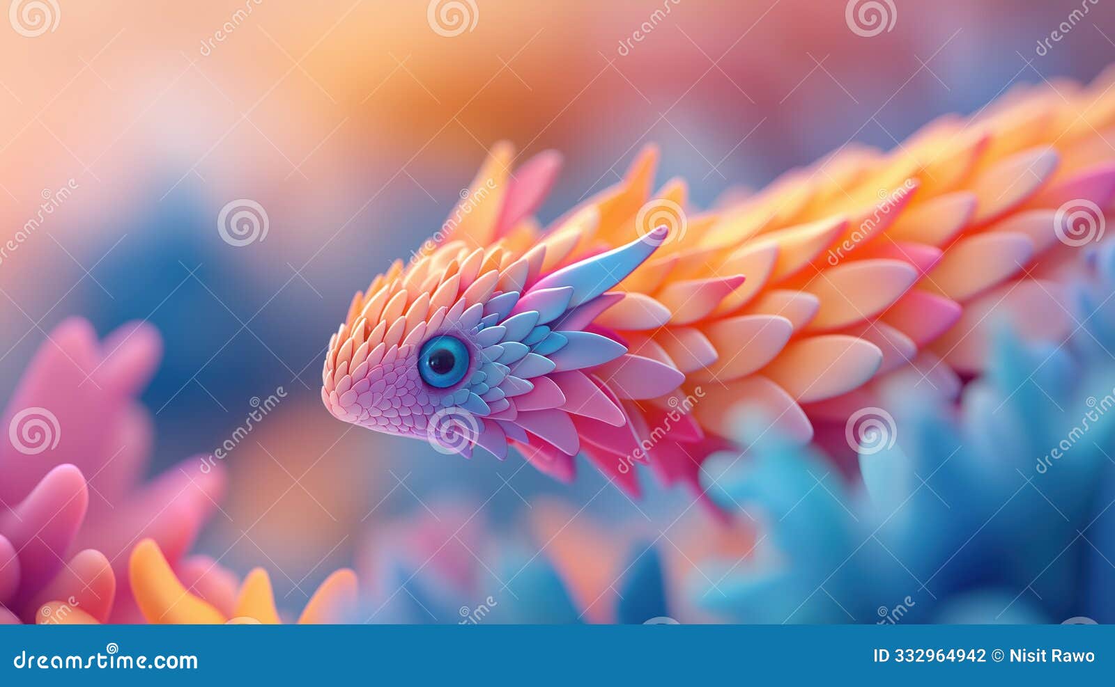 Fantasy Realm, Mystical Creatures, Vibrant Colors, 3D Illustration ...