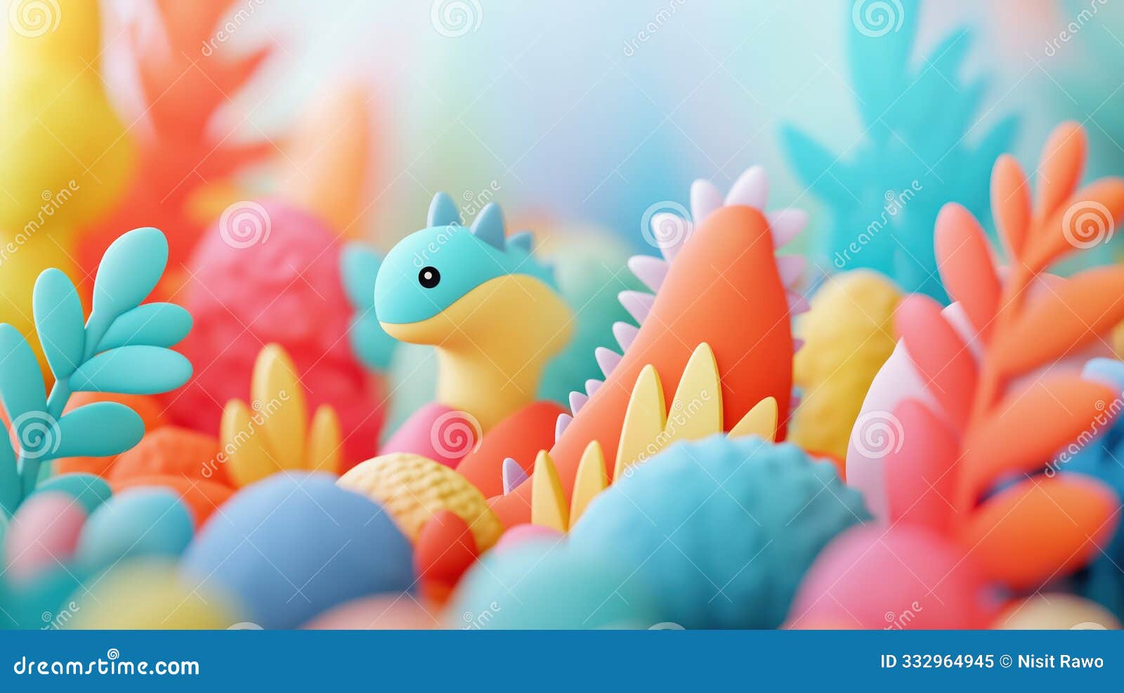 Fantasy Realm, Mystical Creatures, Vibrant Colors, 3D Illustration ...