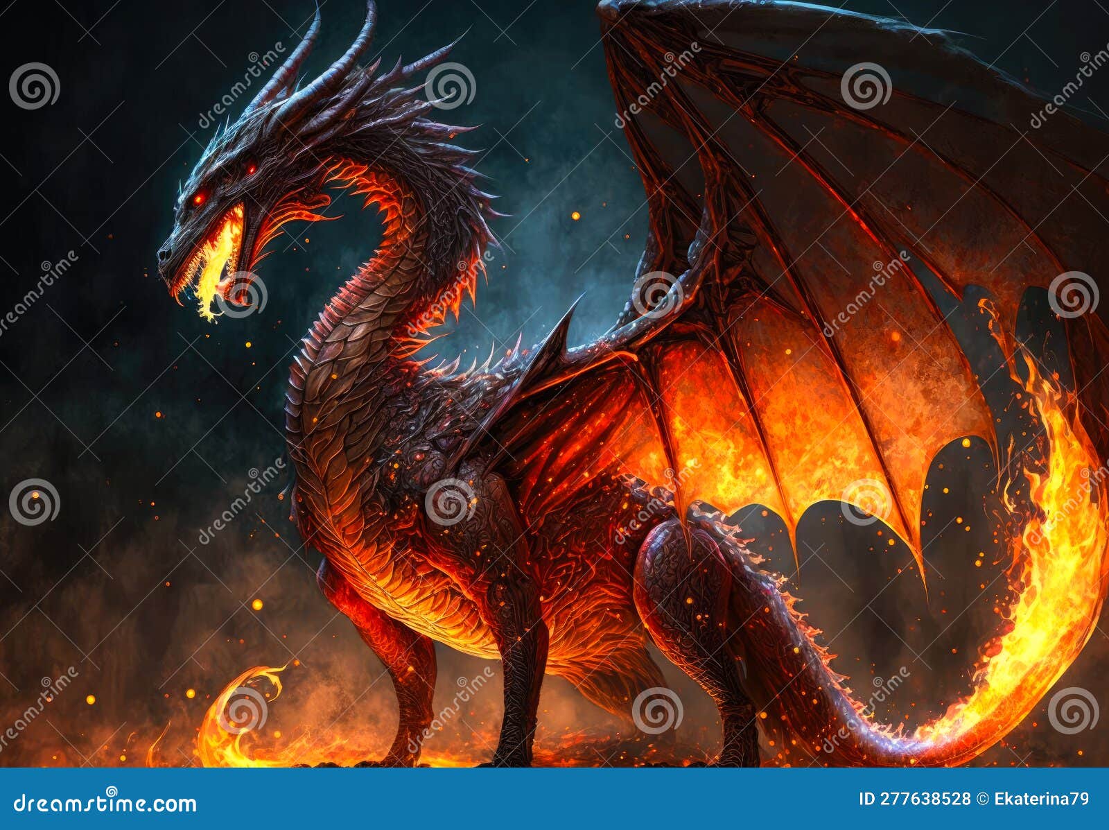 A Fantasy Red Fire Dragon. Created with Generative AI Stock ...