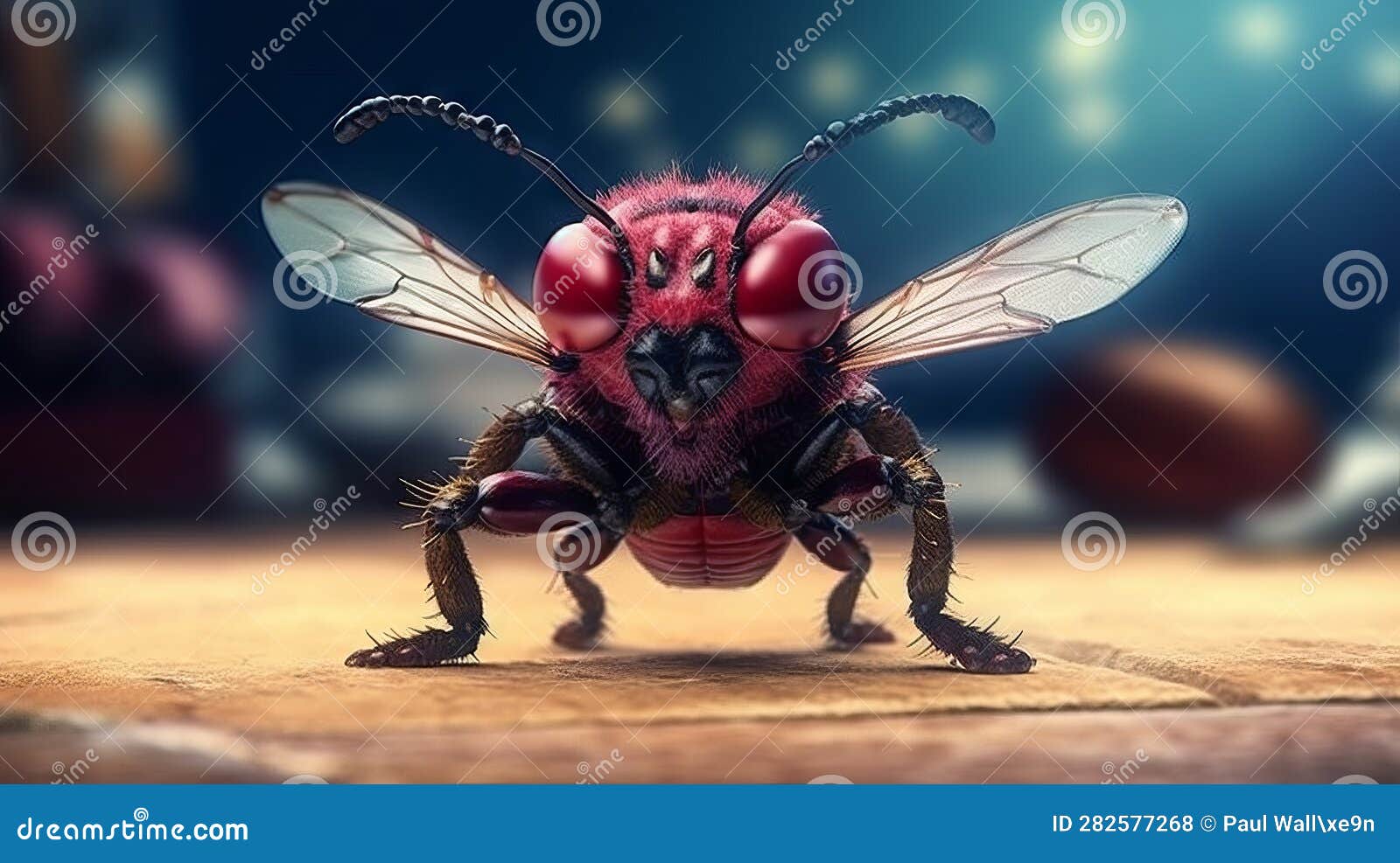 Fantasy Red Fly Standing on a Table. Stock Illustration - Illustration ...