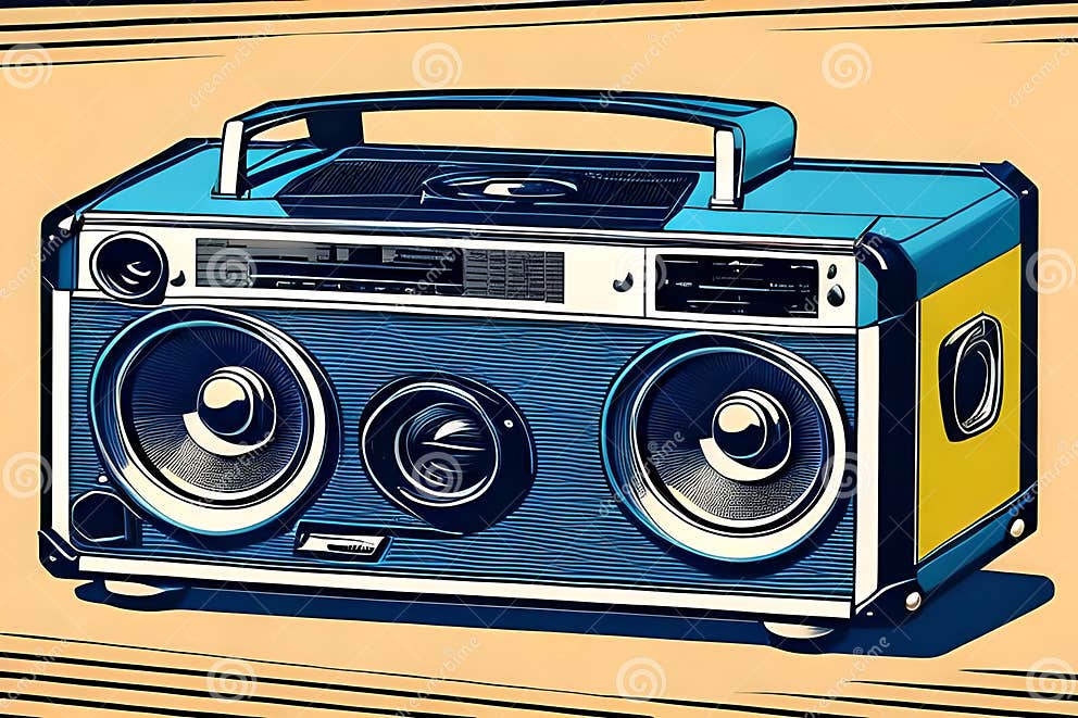 Fantasy Retro Stereo Boom Box Stock Illustration - Illustration of ...