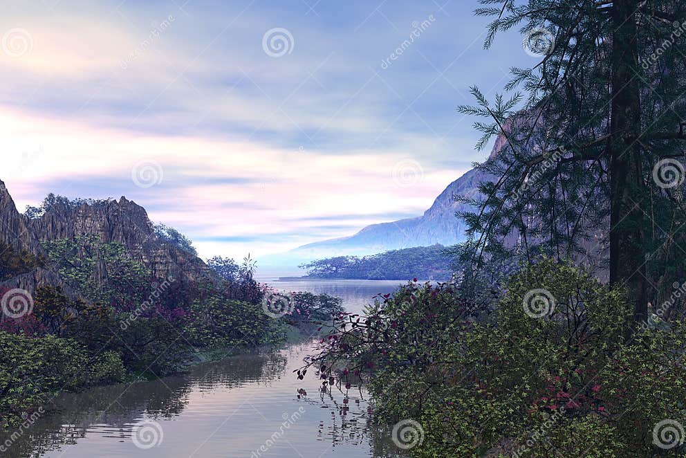 Fantasy river stock illustration. Illustration of scenery - 33380913