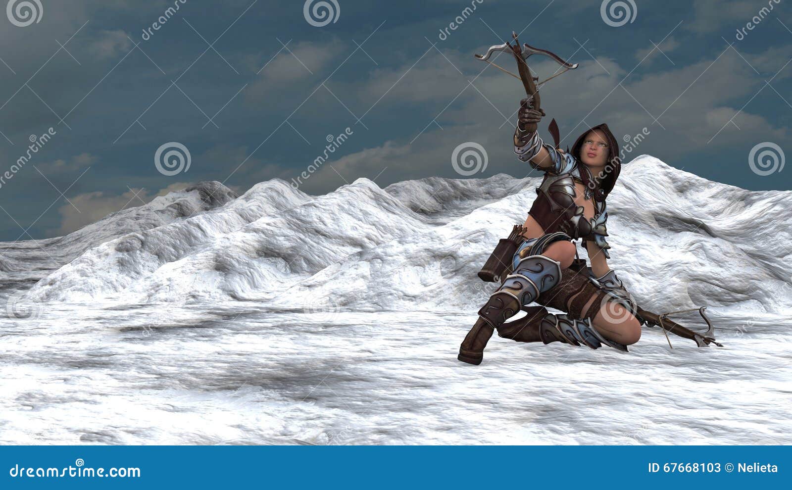Fantasy Rogue with Bow stock illustration. Illustration of computer ...
