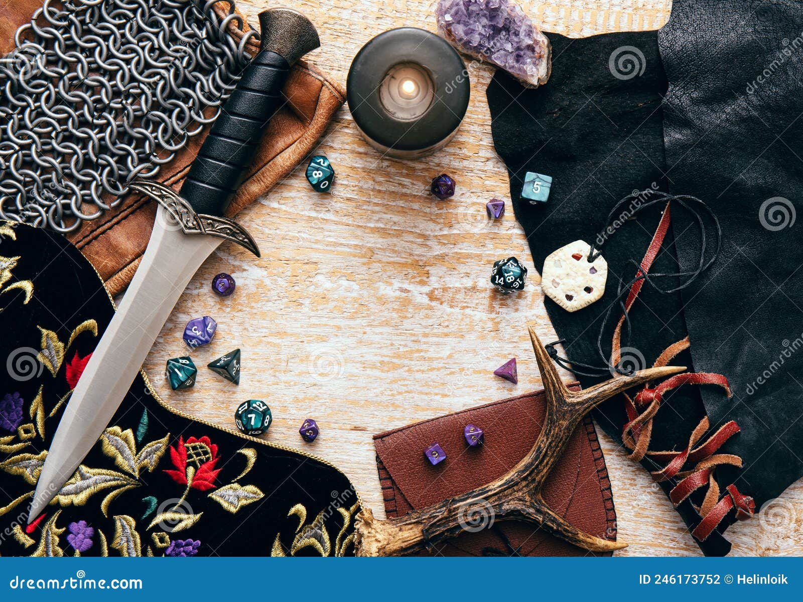 Fantasy Role Play Board Game Concept. Frame Decorated with Various ...