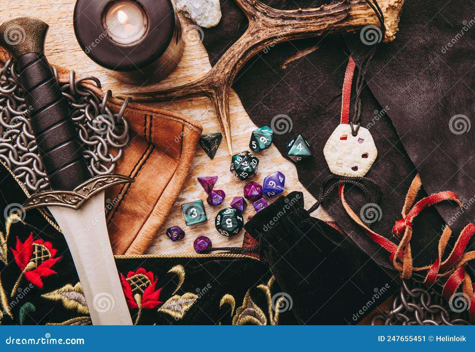 Fantasy Role Play Board Game Still Life Concept. Background Decorated ...