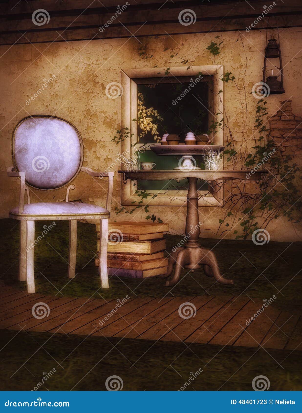 Fantasy room stock illustration. Illustration of table - 48401723