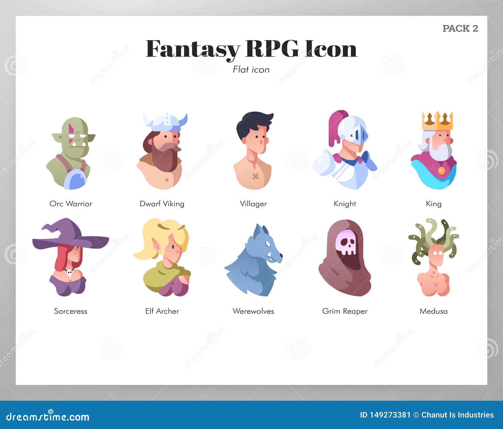 Fantasy RPG Icons Flat Pack Stock Vector - Illustration of knight ...