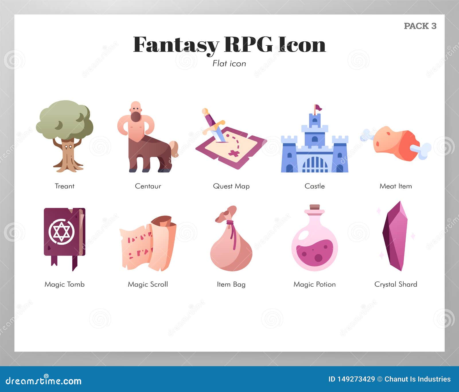 Fantasy RPG Icons Flat Pack Stock Vector - Illustration of fort, castle ...