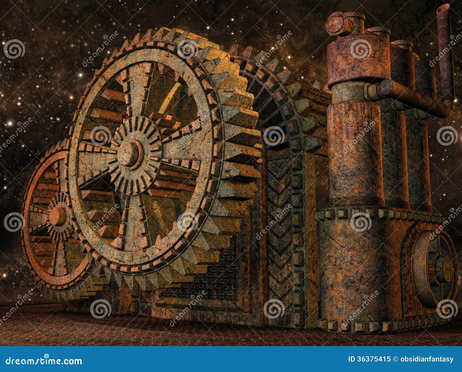 Fantasy rusty machinery stock illustration. Illustration of ruins ...
