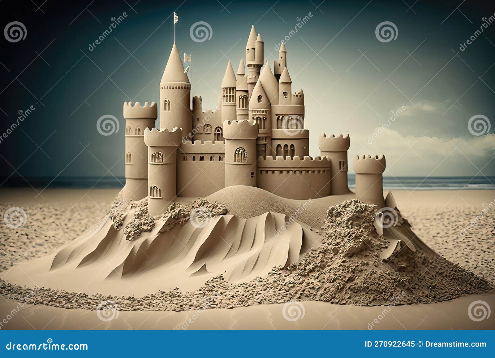 Fantasy Sandcastle in the Desert Stock Illustration - Illustration of ...
