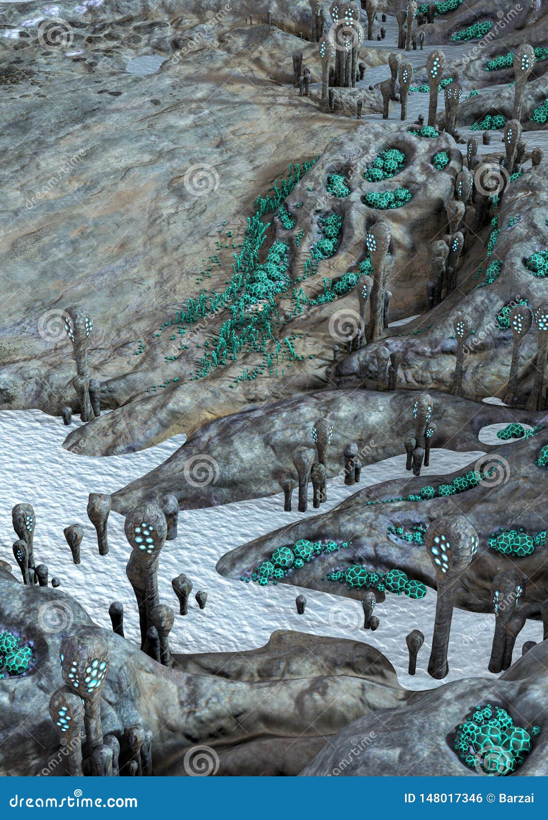 Desert Alien Land, with Weird Vegetation. Stock Illustration ...