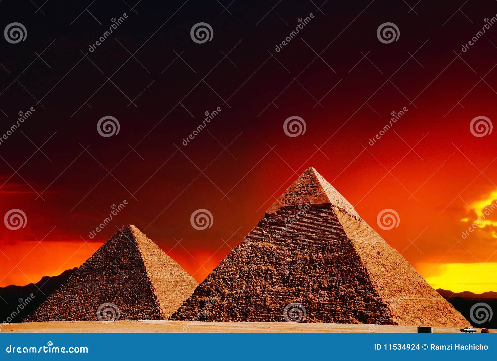 Fantasy Scene of Giza Pyramids Stock Photo - Image of giza, archaeology ...