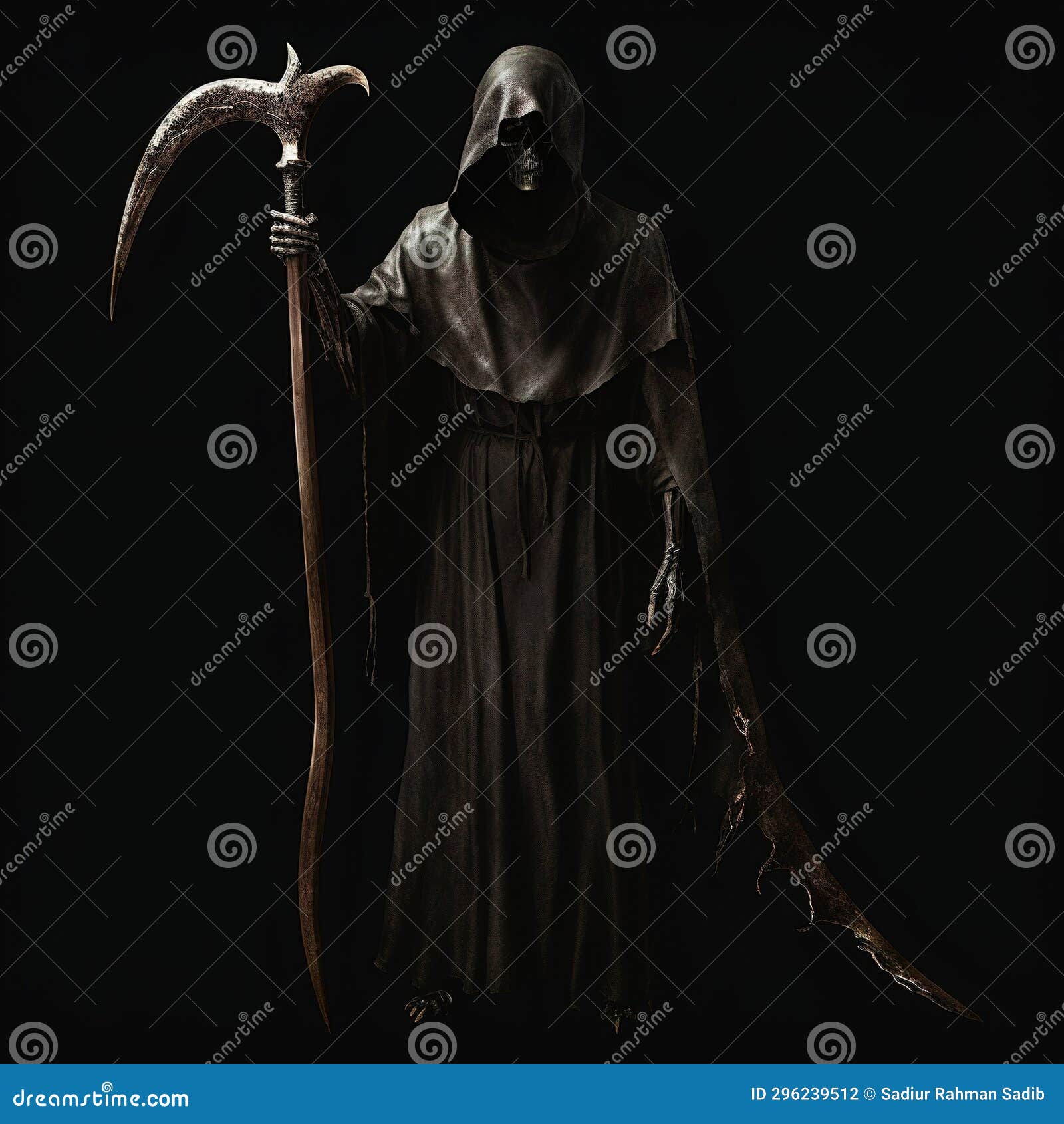 Fantasy Scene with a Grim Reaper in the Dark? Stock Illustration ...