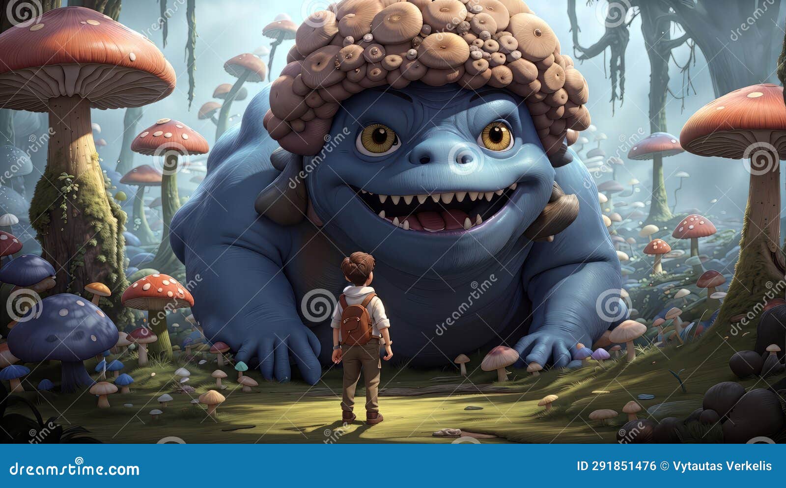 Fantasy Scene with Monster in the Forest - 3d Render Illustration Stock ...