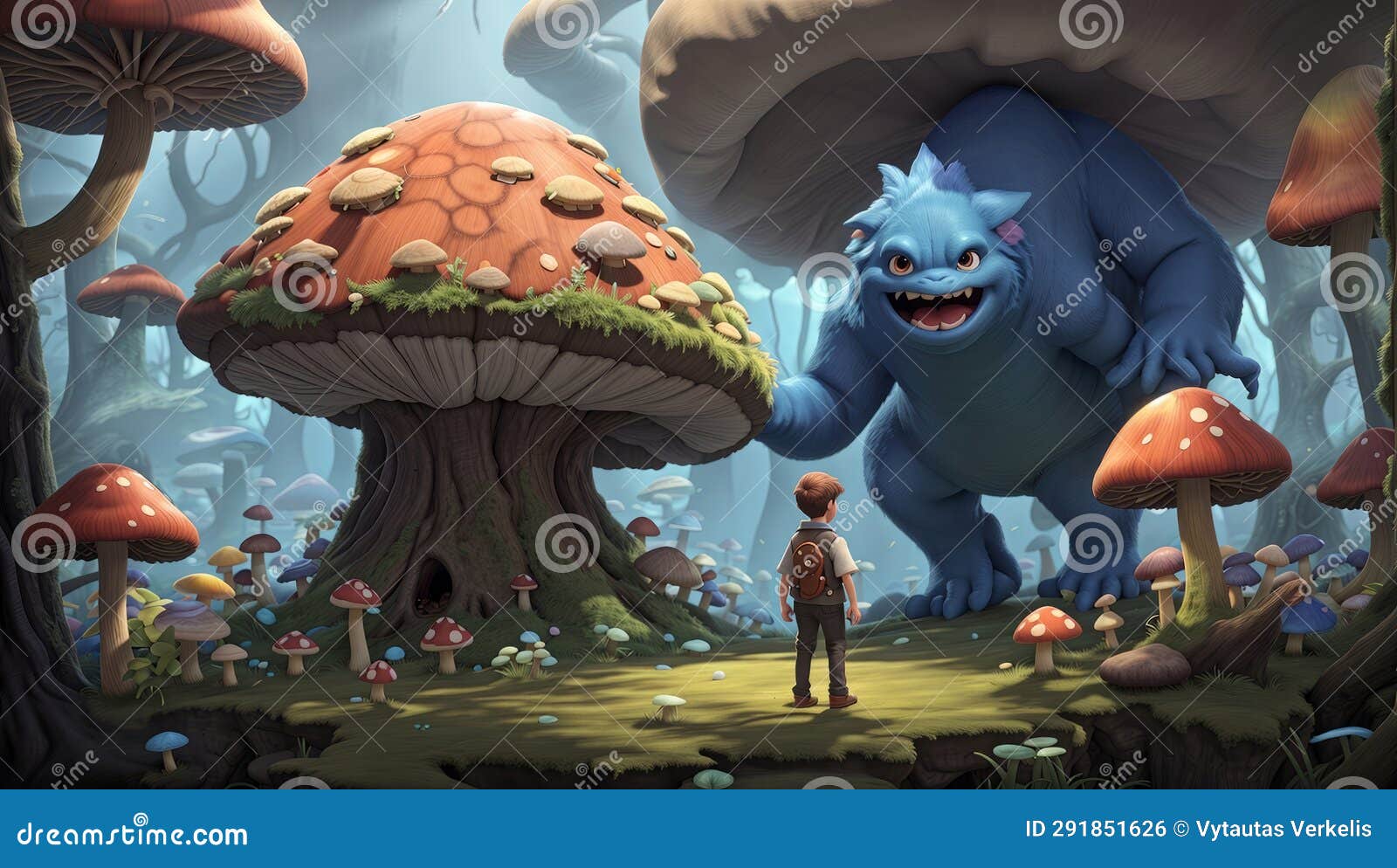 Fantasy Scene with Monster in the Forest - 3d Render Illustration Stock ...