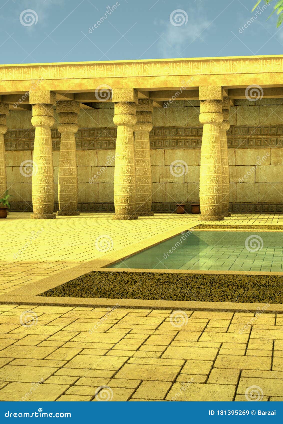 Scene of a Old and Empty Egyptian Temple. Stock Illustration ...