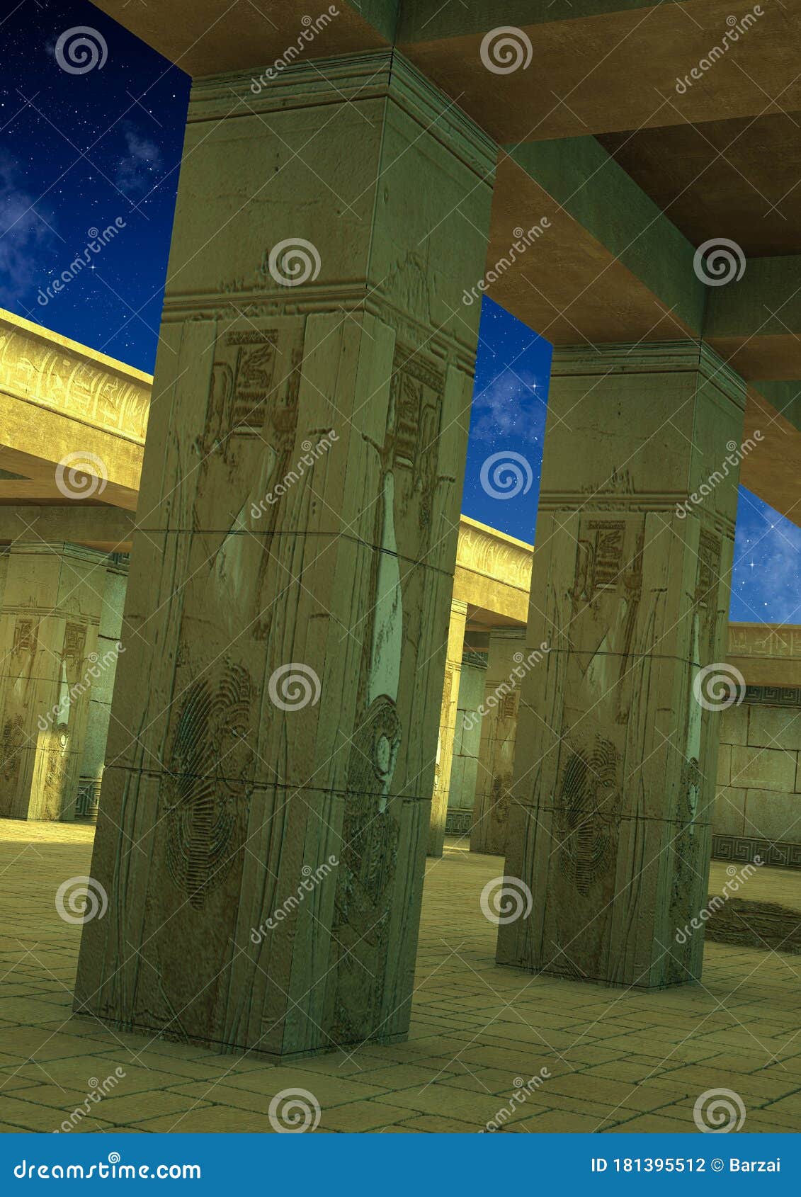 Scene of a Old and Empty Egyptian Temple. Stock Illustration ...
