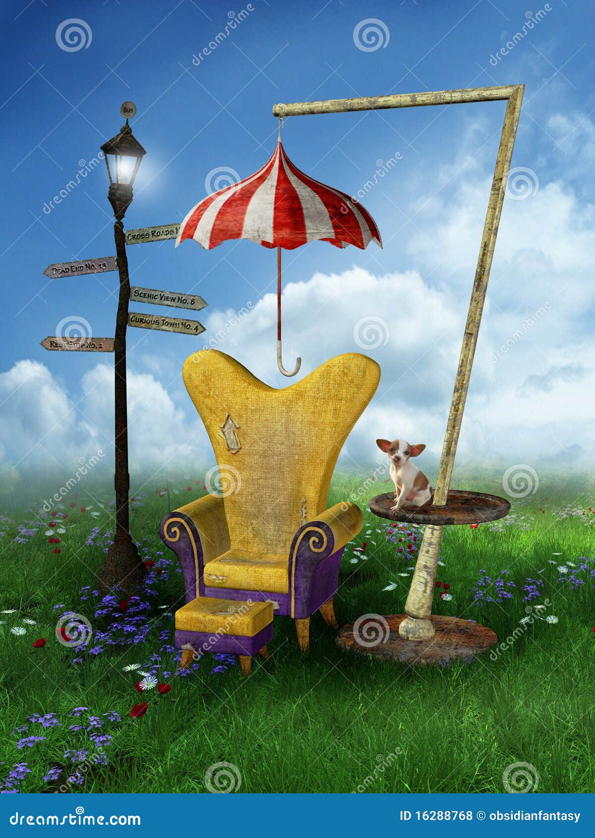 Fantasy Scenery with a Chair Stock Illustration - Illustration of ...