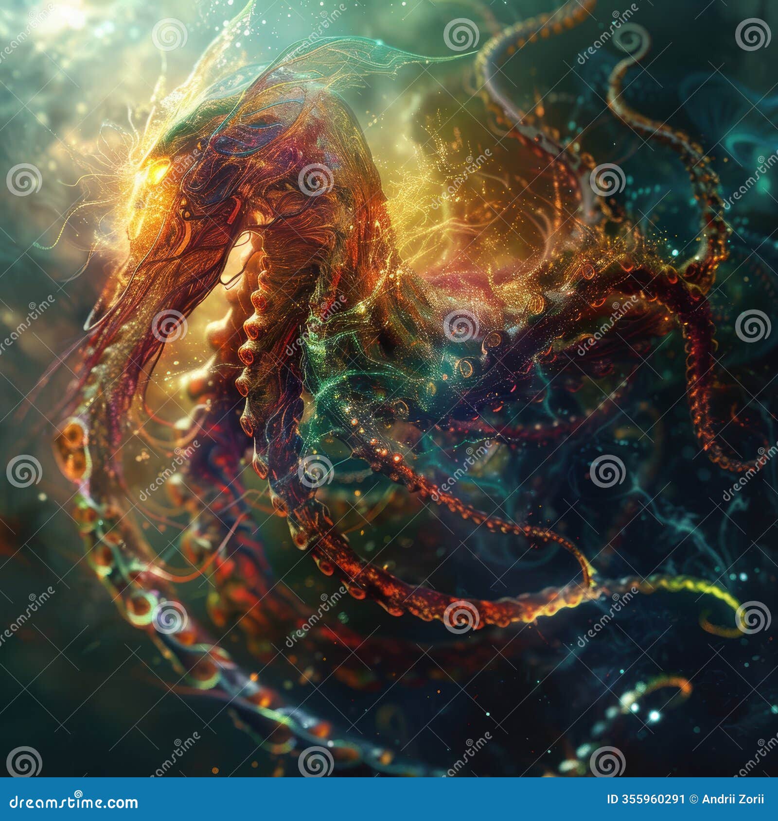 Fantasy Sea Creature in Vibrant Underwater Environment for Art and ...