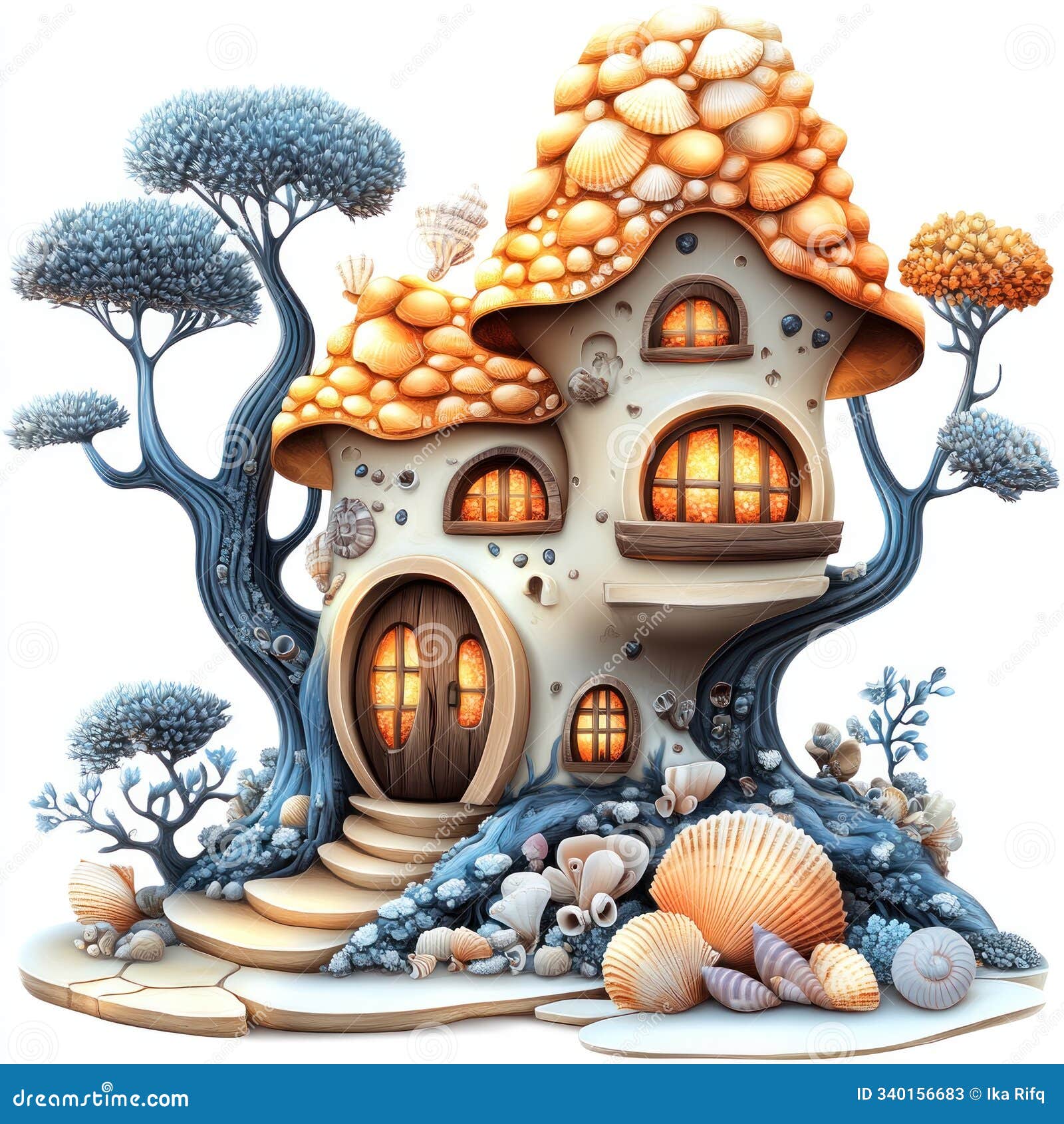 Fantasy Seashell House Illustration Stock Illustration - Illustration ...