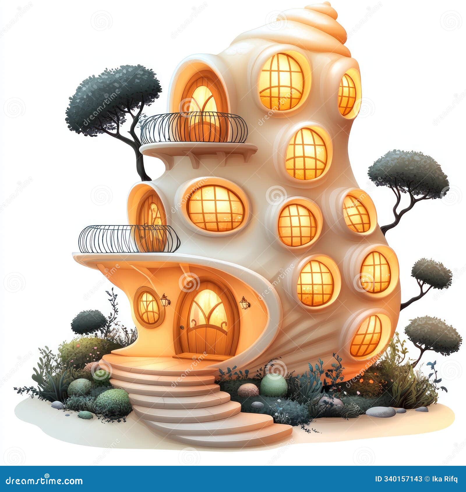 Fantasy Seashell House Illustration Stock Illustration - Illustration ...