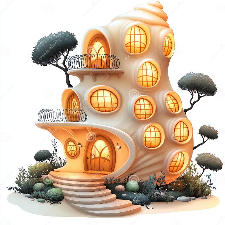 Fantasy Seashell House Illustration Stock Illustration - Illustration ...