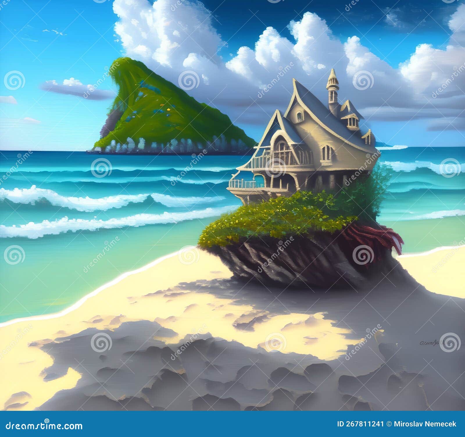 Fantasy Seashell-Like House, Generative AI Illustration Stock ...