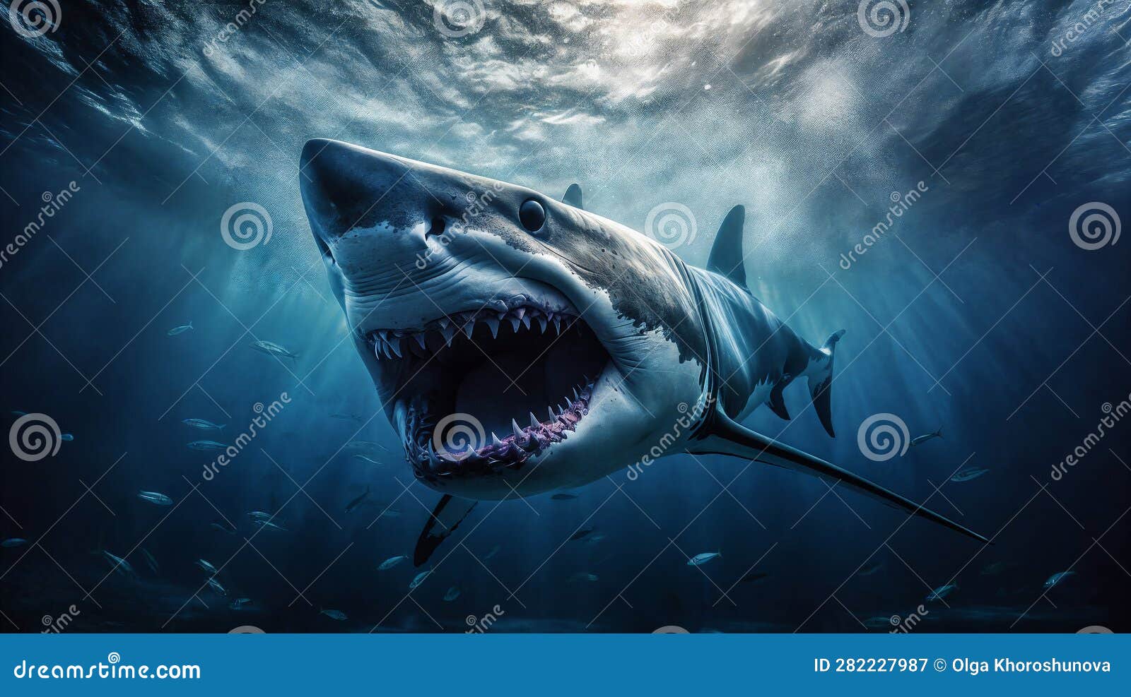 Fantasy Shark Underwater. Generative AI Stock Image - Image of sunlight ...
