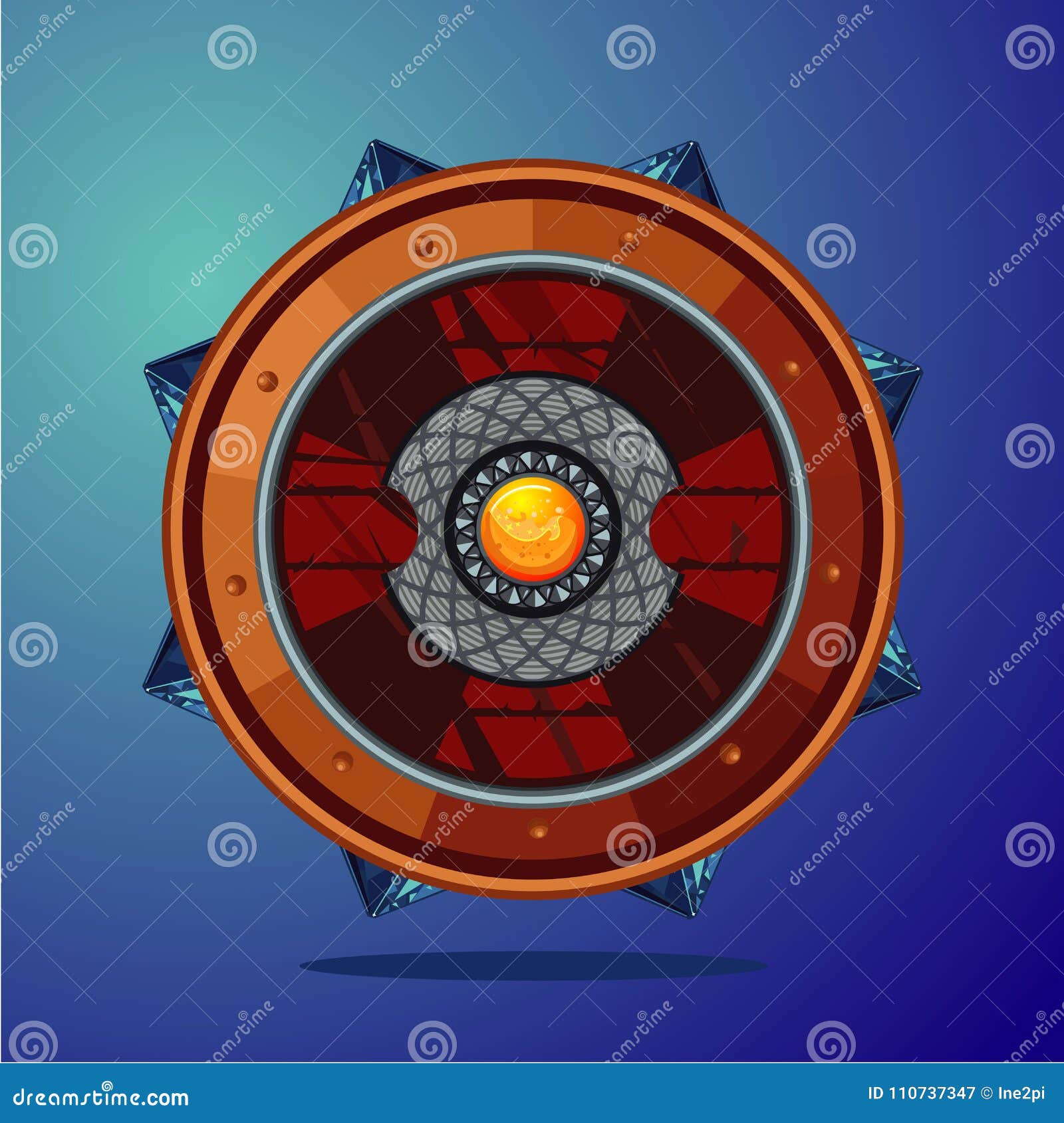 Fantasy Shield. Magic Weapon with Crystal. Game Design Concept. Stock ...
