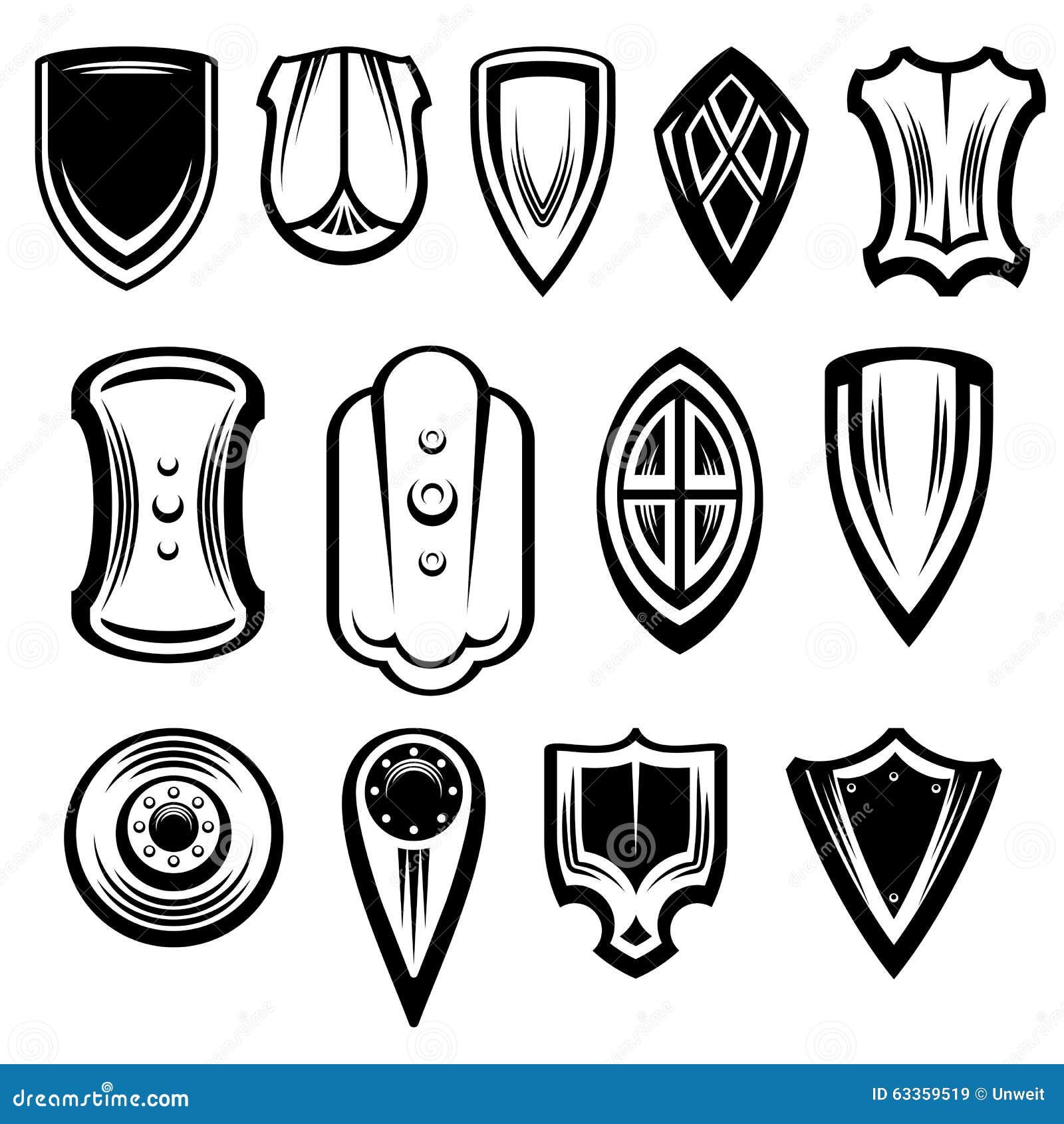 Fantasy Shields Collection stock vector. Illustration of retro - 63359519