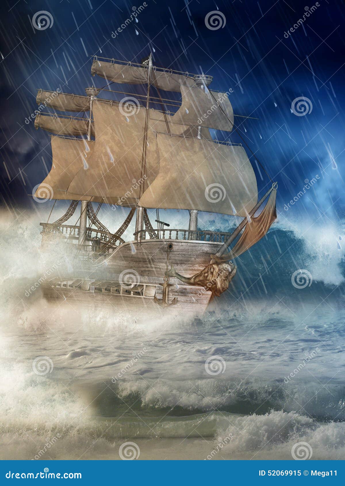 Fantasy Ship Blue Shadow Stock Photography | CartoonDealer.com #196809080