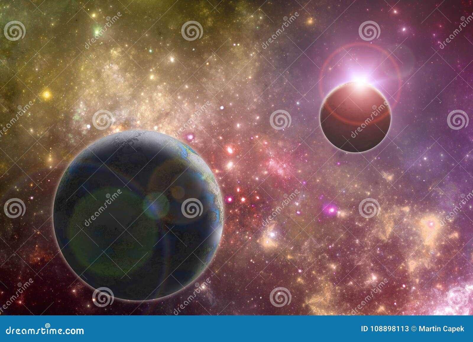 Fantasy solar system stock illustration. Illustration of globe - 108898113