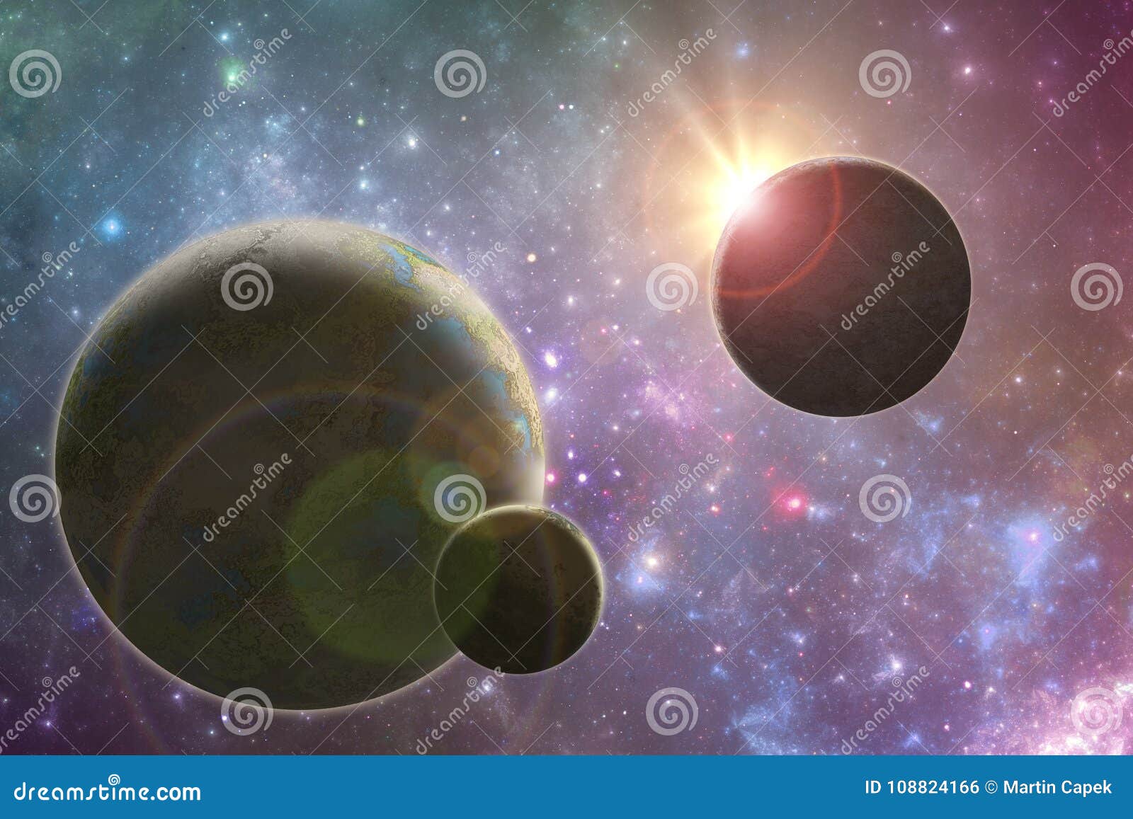 Fantasy solar system stock illustration. Illustration of exoplanet ...