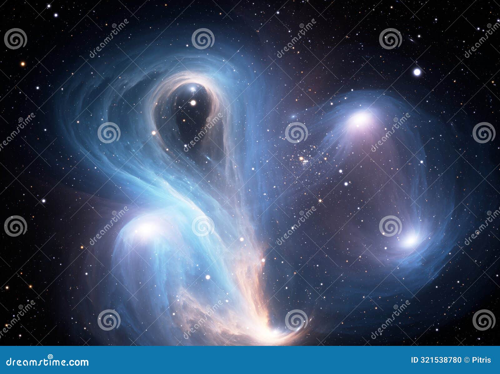 Fantasy Space Nebula. Giant Interstellar Cloud With Stars Stock ...