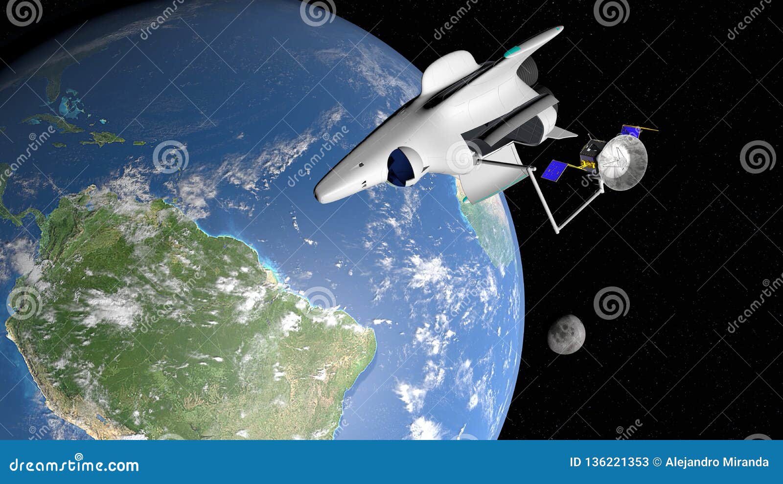 Fantasy Space Shuttle Placing in the Orbit of Planet Earth a ...