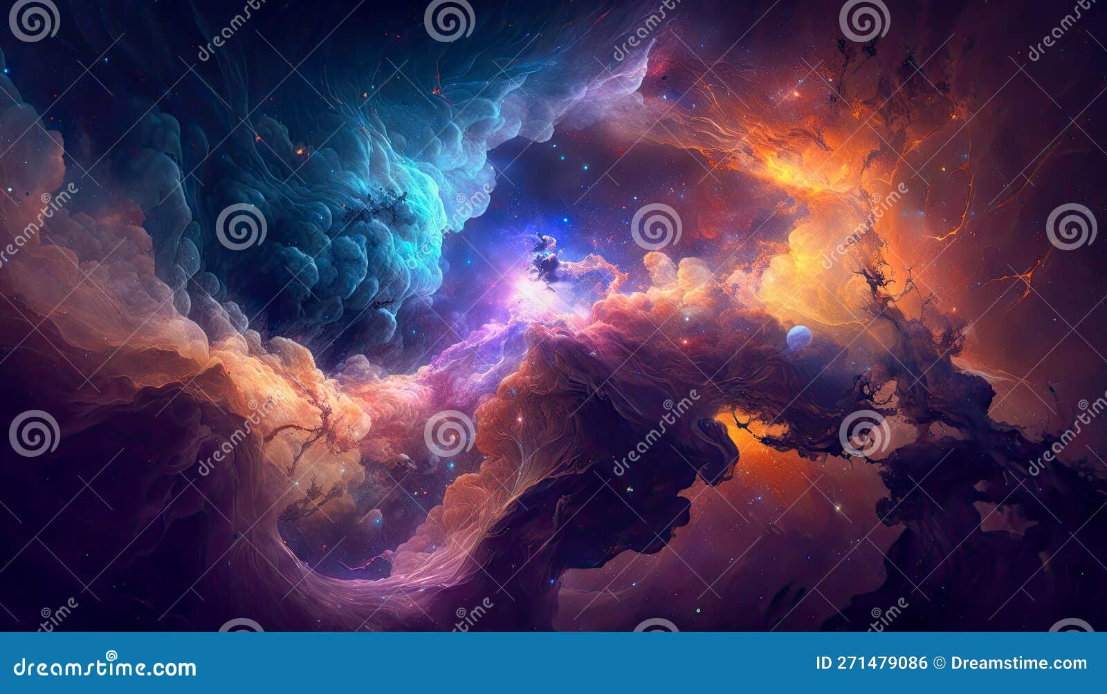 Fantasy Space Sky with Beautiful Stars and Galaxies Stock Illustration ...
