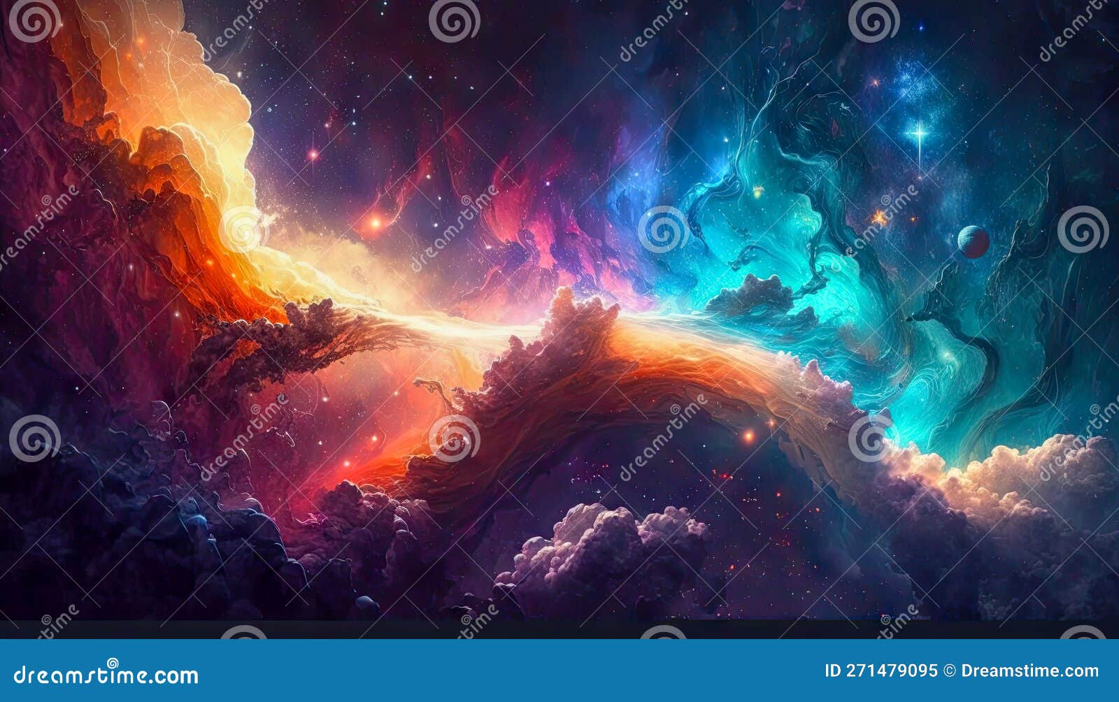 Fantasy Space Sky with Beautiful Stars and Galaxies Stock Illustration ...