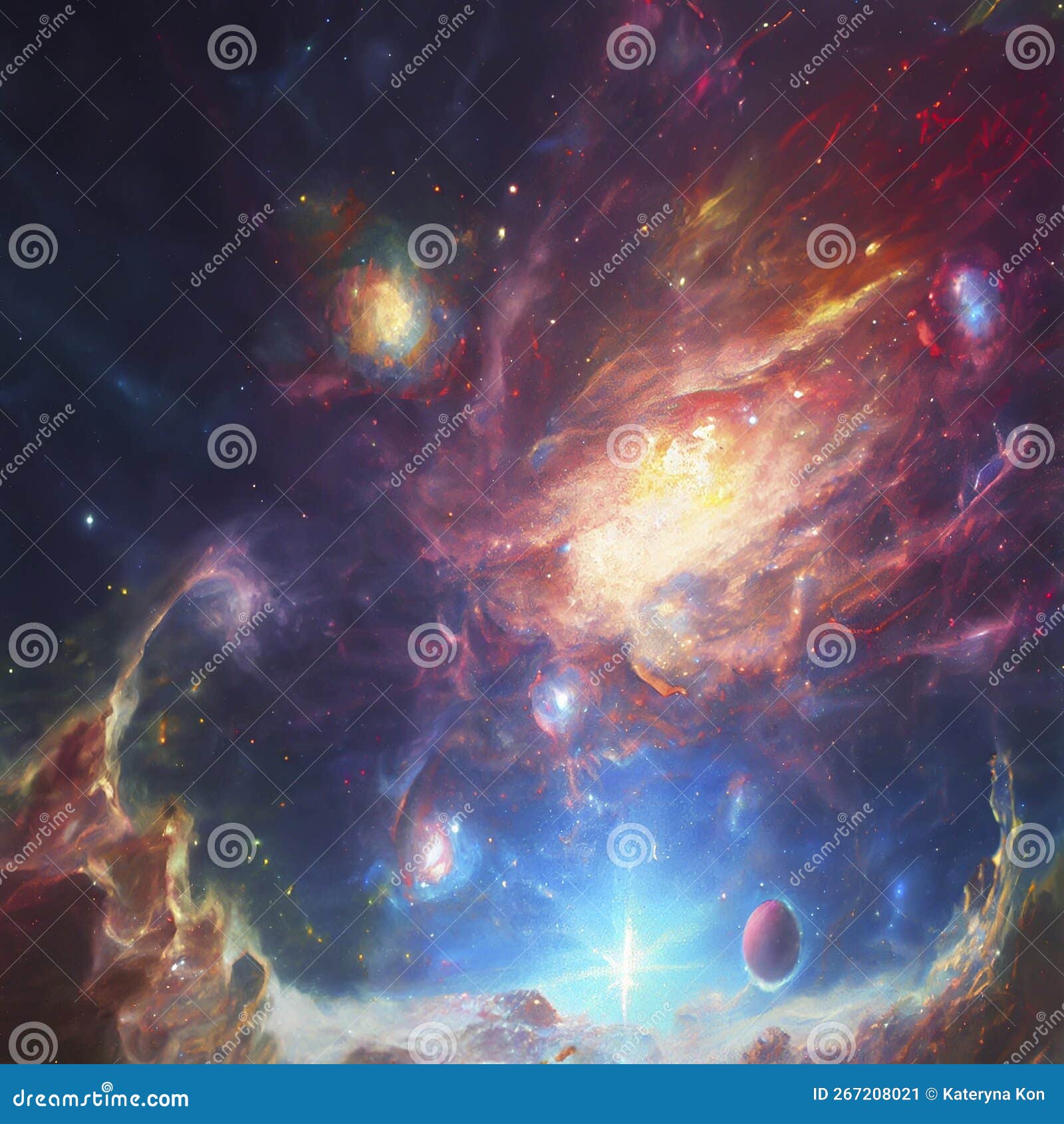 Fantasy Space Sky with Beautiful Stars and Galaxies, Illustration Stock ...