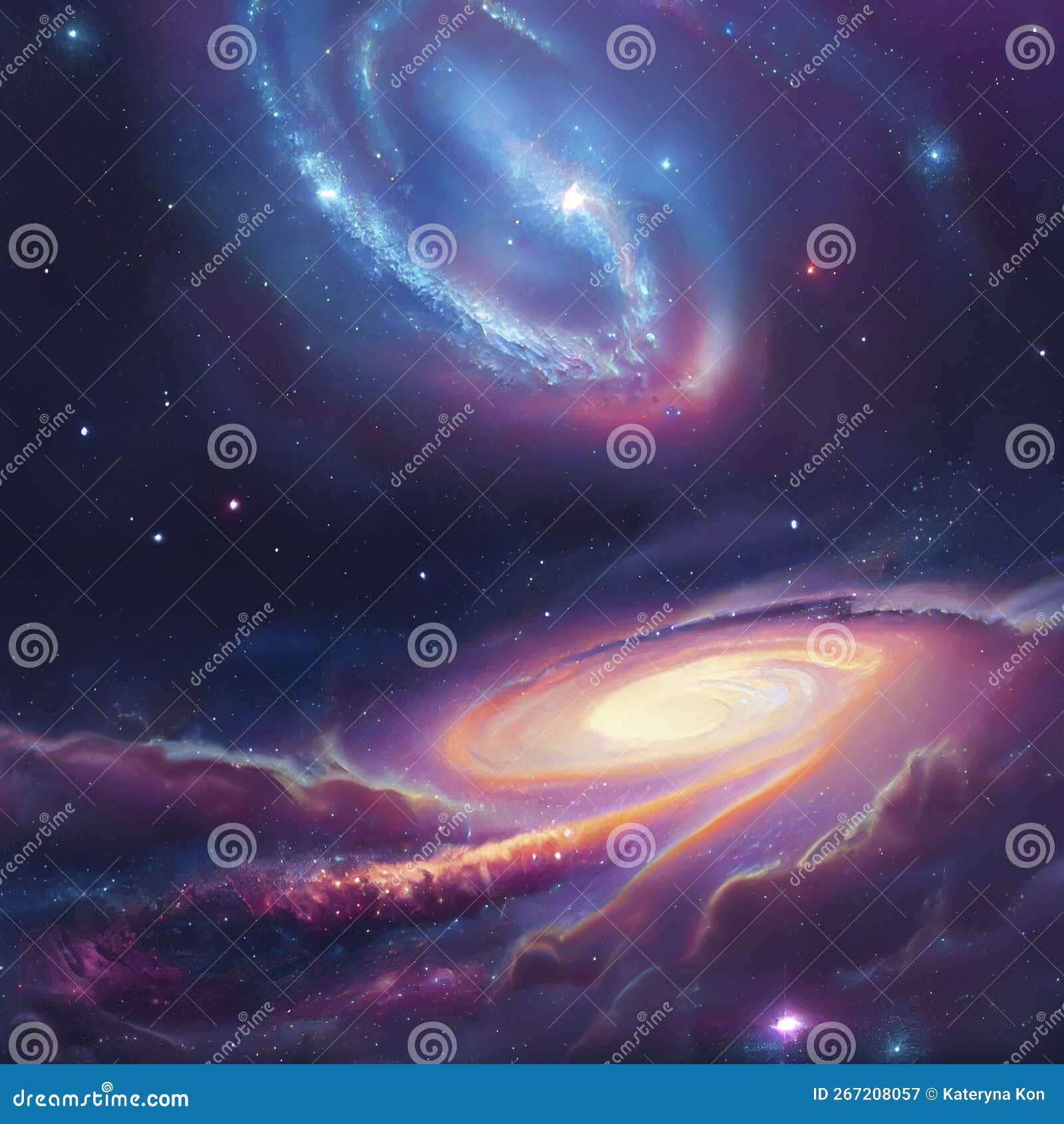 Fantasy Space Sky with Beautiful Stars and Galaxies, Illustration Stock ...