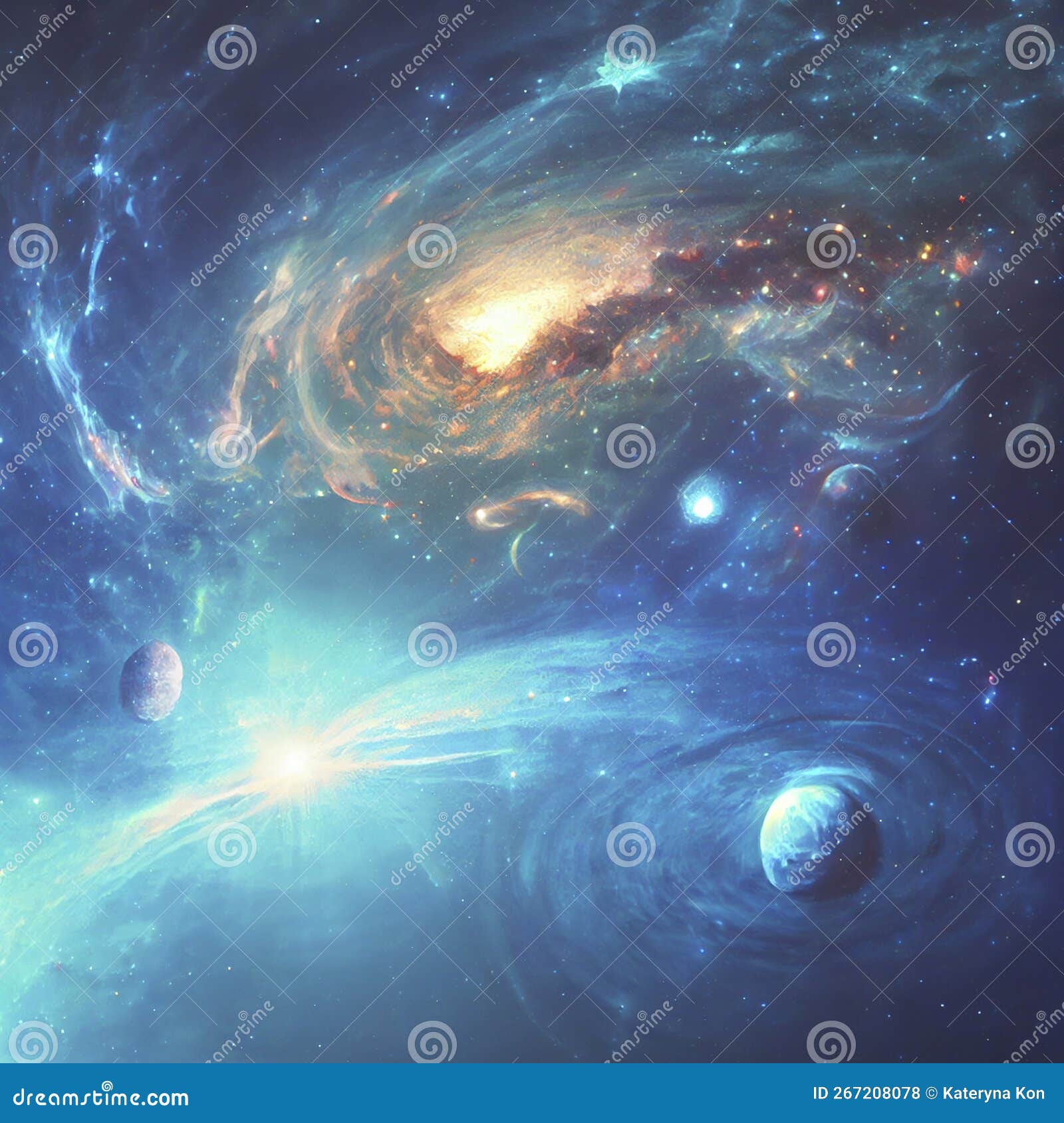 Fantasy Space Sky with Beautiful Stars and Galaxies, Illustration Stock ...
