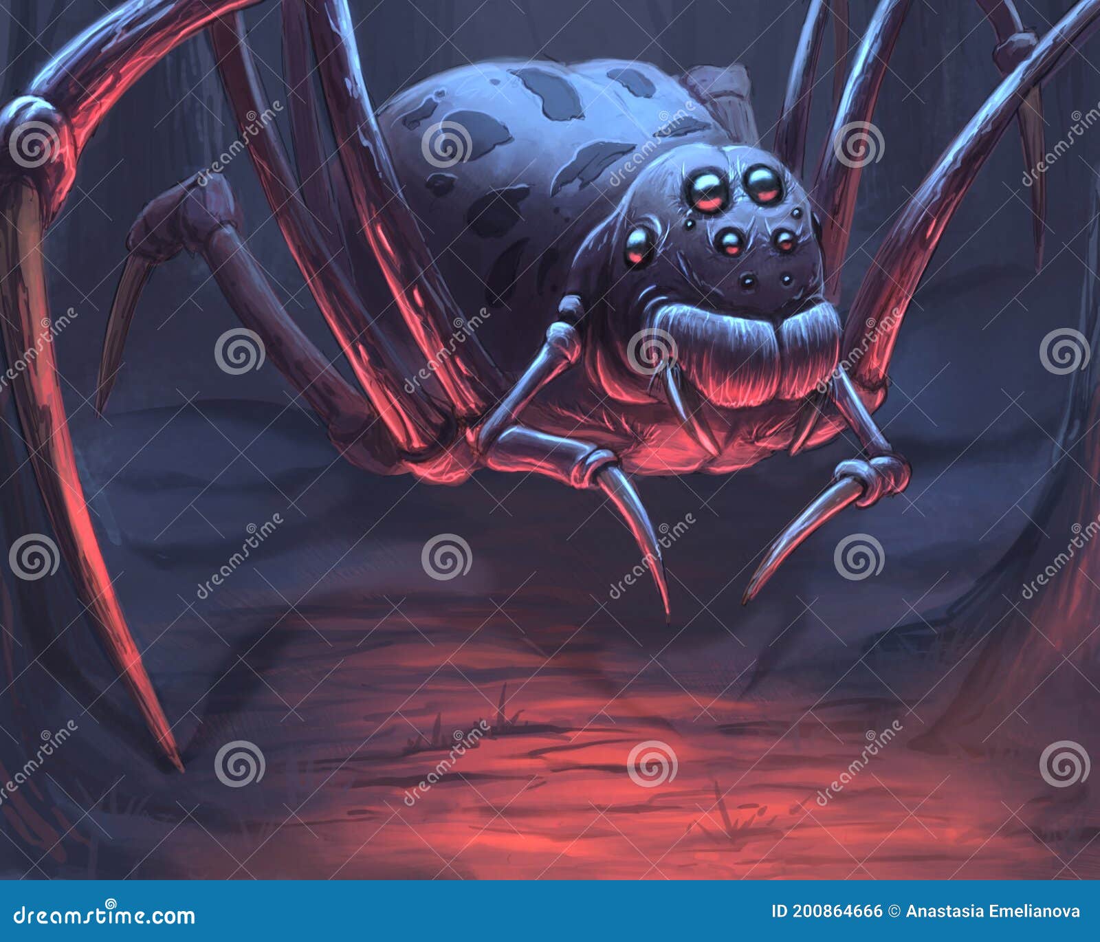 Fantasy Spider With Shadow On The Floor - Sideview From Left On White ...