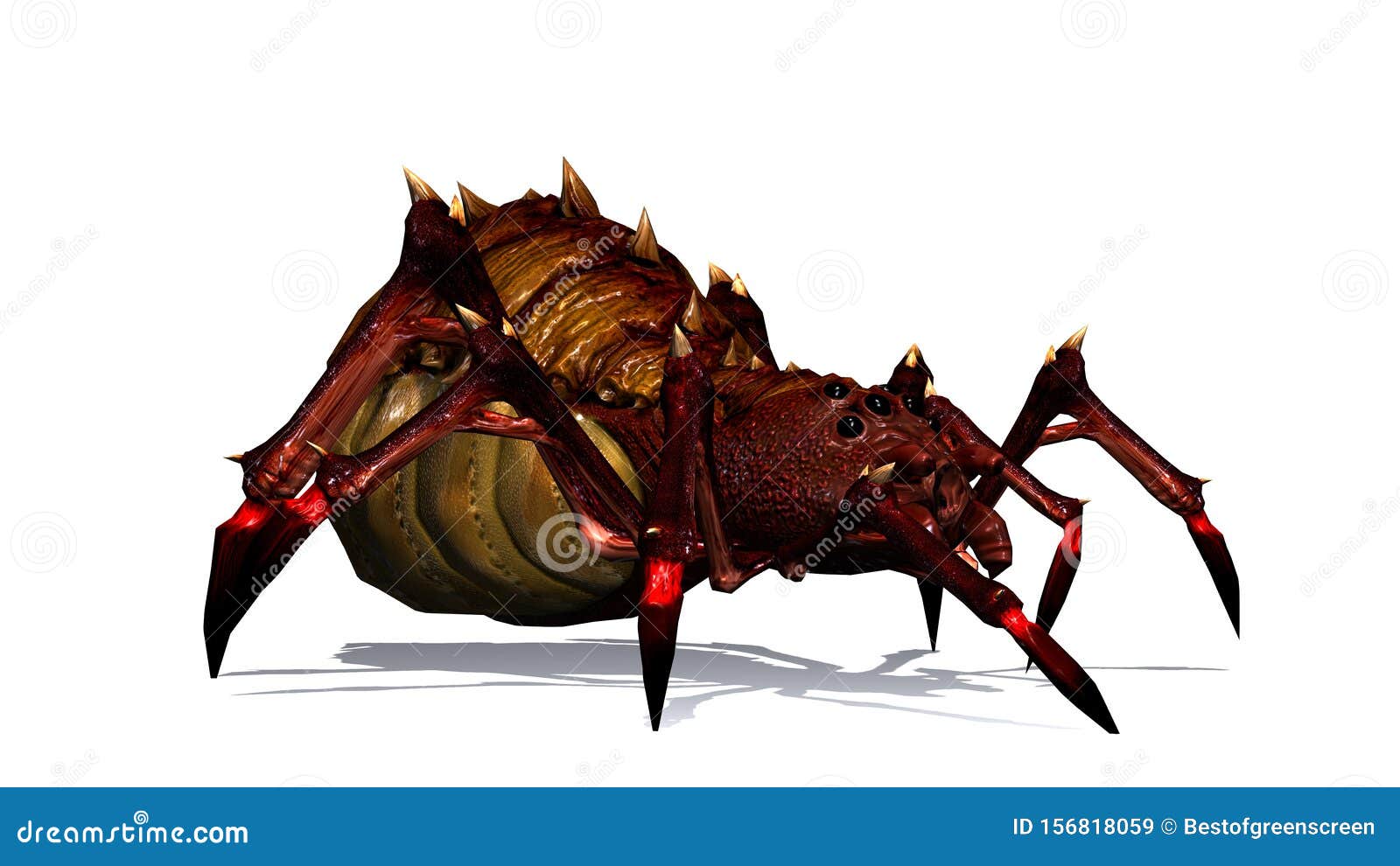 Fantasy Spider With Shadow On The Floor - Sideview From Left On White ...