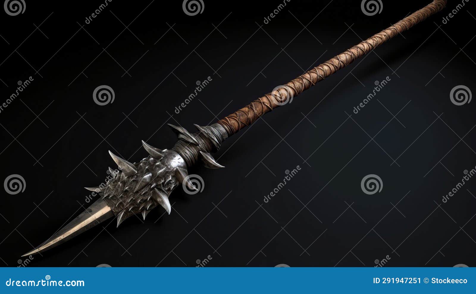 Fantasy Spiked Weapon on Black Background Stock Illustration ...