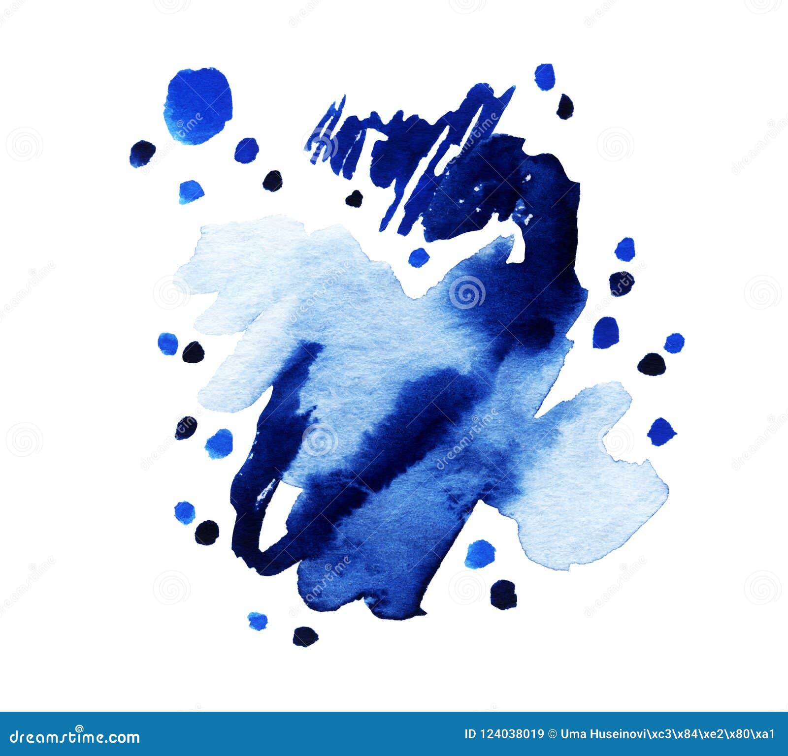 Fantasy Splat of Blue Watercolor Stock Illustration - Illustration of ...