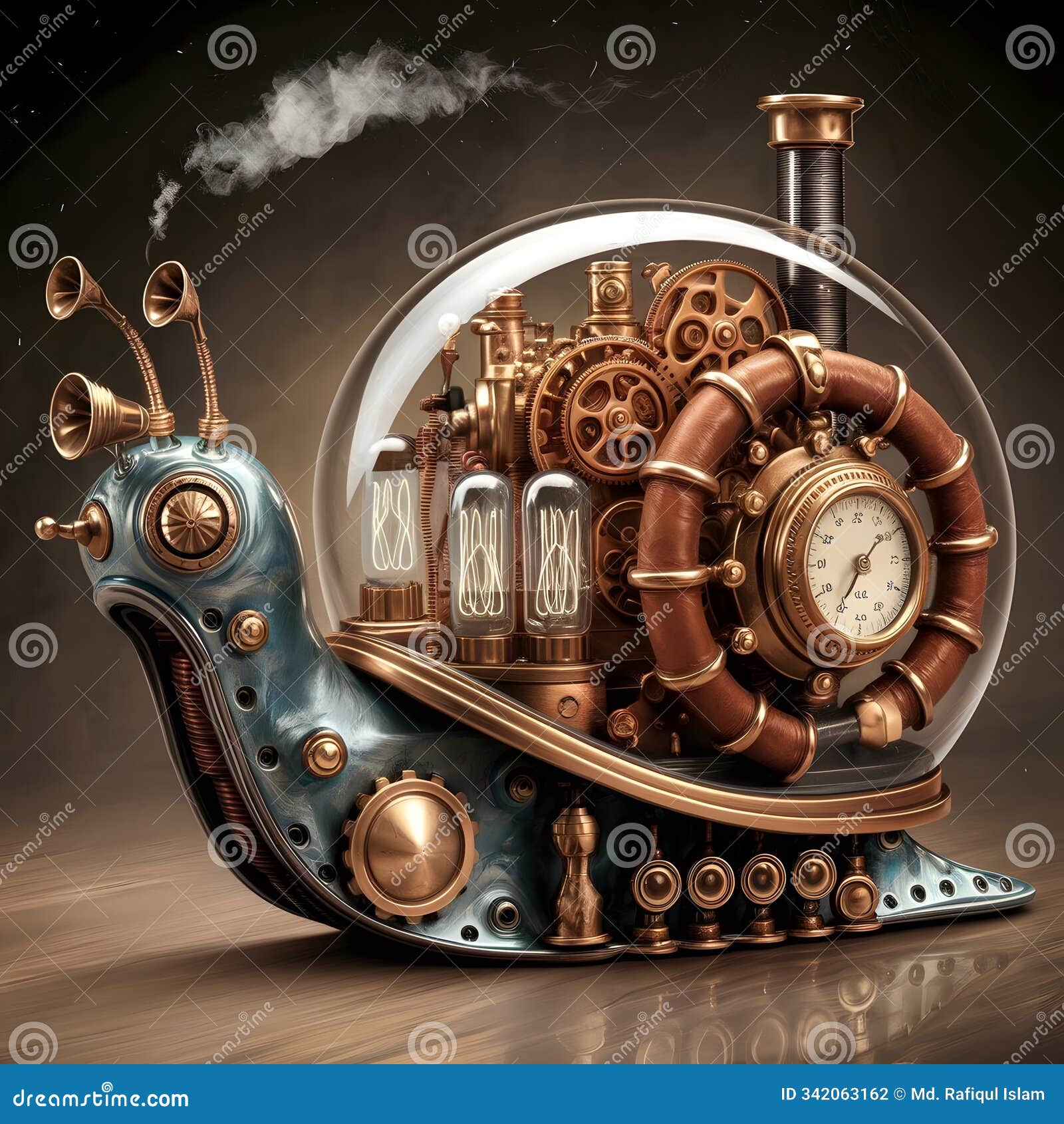 Gothic Clock Meticulously Detailed Snail Steampunk Rendition Stock ...