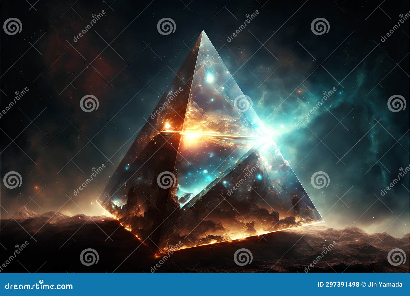 Fantasy Stone Pyramid in Space. 3d Illustration. Abstract Background ...