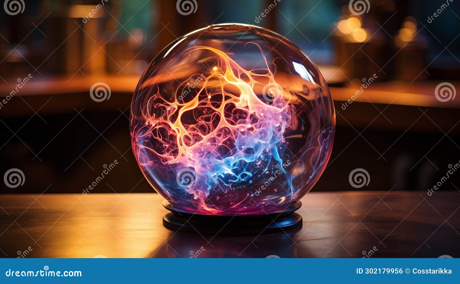 Fantasy Style Plasma Ball. Multi-colored Lightning in a Glass Sphere ...