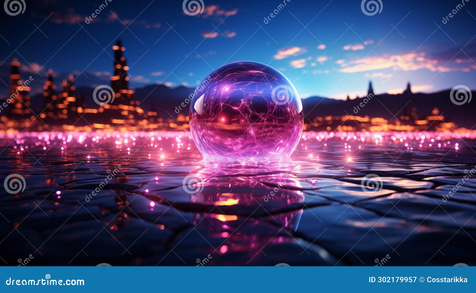 Fantasy Style Plasma Ball. Multi-colored Lightning in a Glass Sphere ...