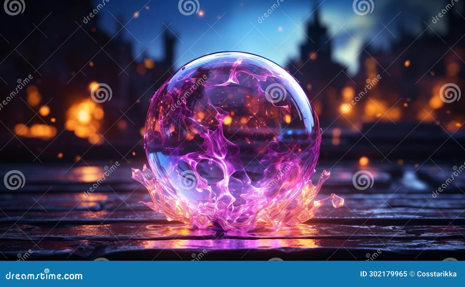 Fantasy Style Plasma Ball. Multi-colored Lightning in a Glass Sphere ...
