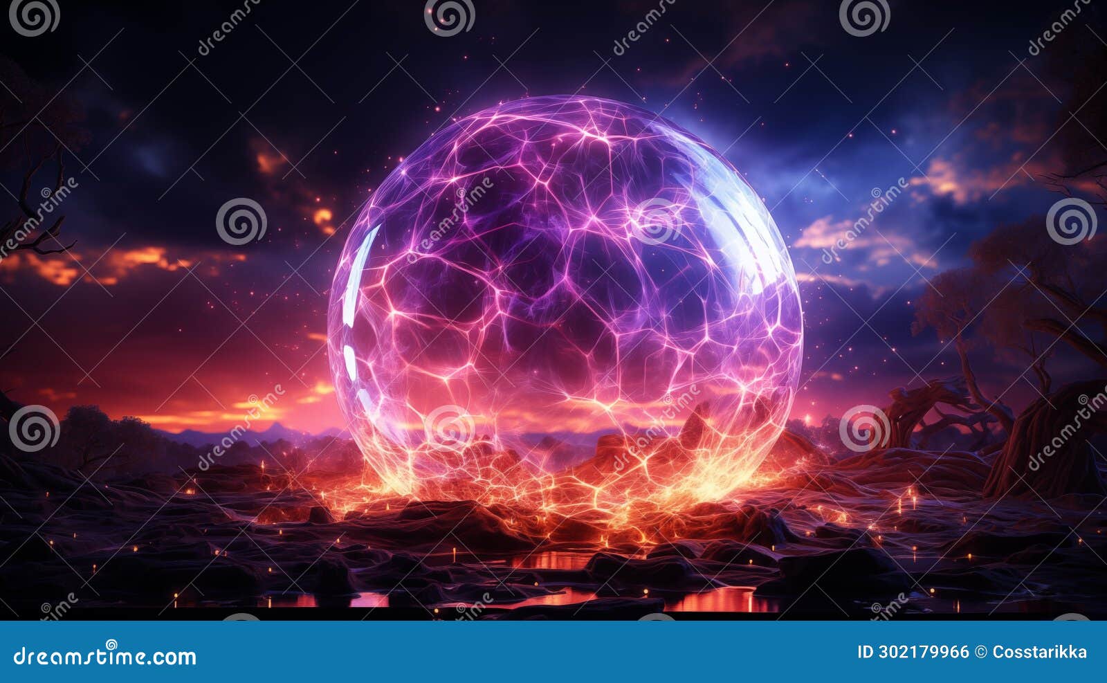 Fantasy Style Plasma Ball. Multi-colored Lightning in a Glass Sphere ...